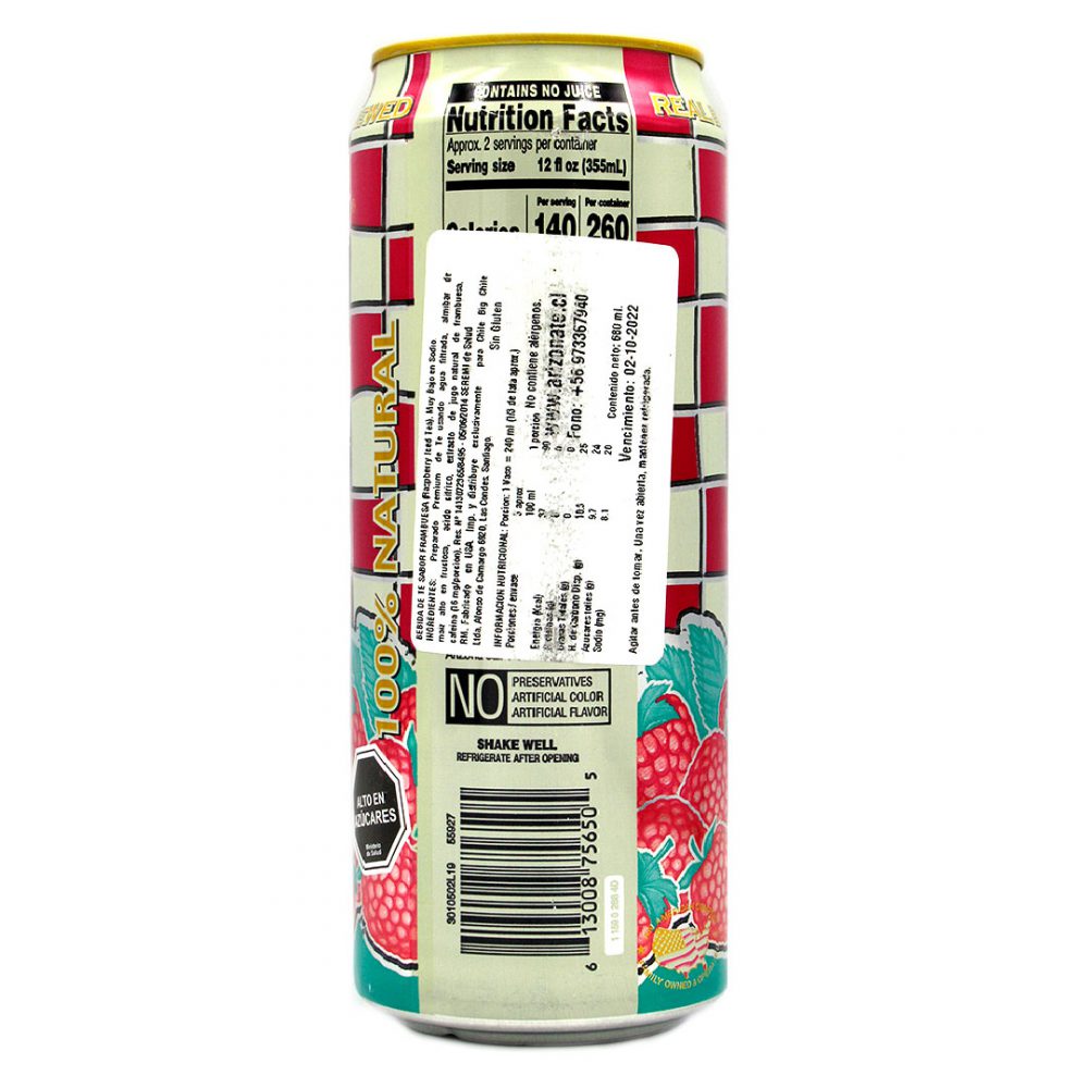 Té Helado Sabor Frambuesa 680 Ml Marca Arizona - Tremus