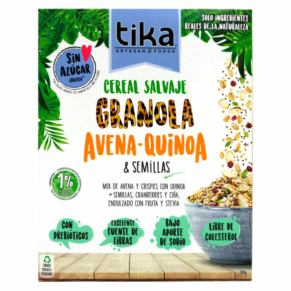 Granola Avena Quinoa y Semillas vegana sin azúcar con prebióticos 200 ...