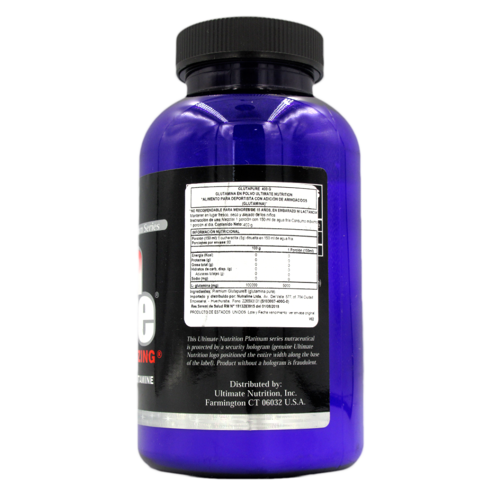 Glutapure, Glutamina en Polvo, 400 grs, Marca Ultimate Nutrition - Tremus