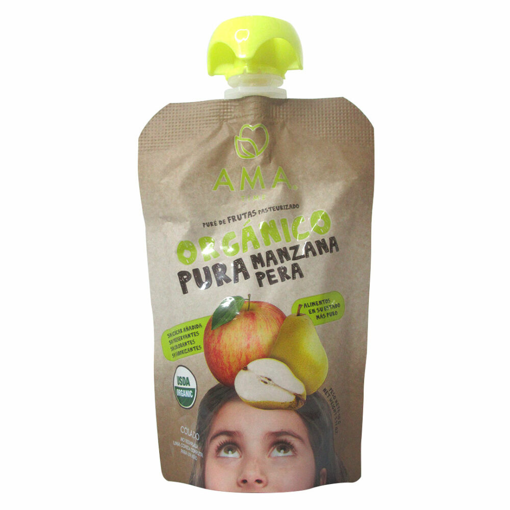 Pure de Fruta Organico Sabor Manzana Pera marca AMA - Tremus